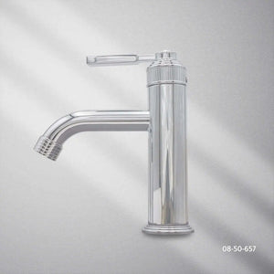 Baseboard basin mixer with handle - chrome