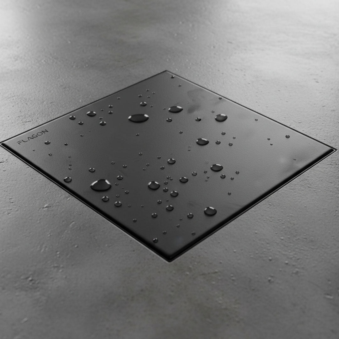 صفاية شاور استيل أسود مطفي Flagon 20×20 سم - تصميم عصري | Zinco